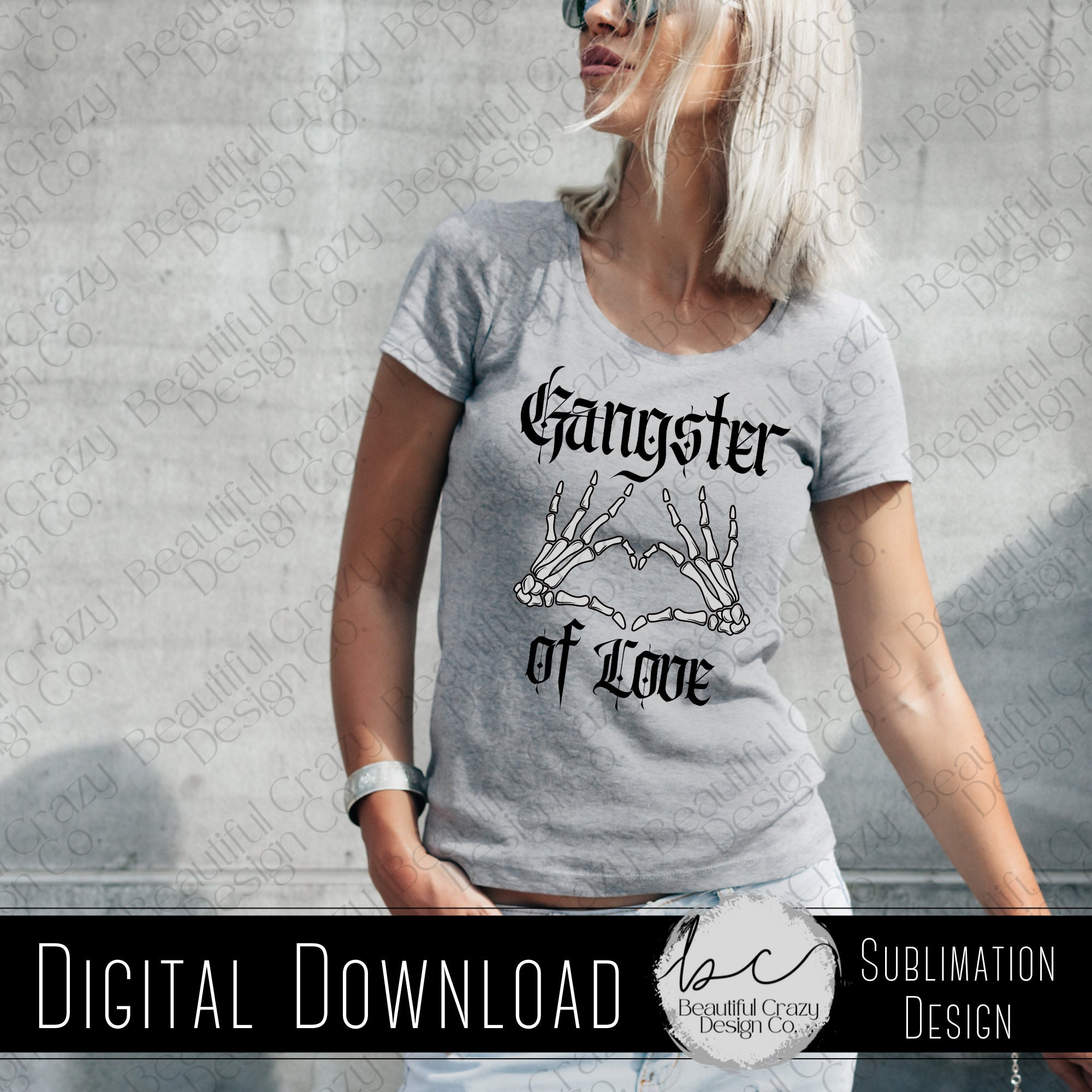 Valentine PNG & SVG Gangster of Love Skeleton Hands Heart - Etsy