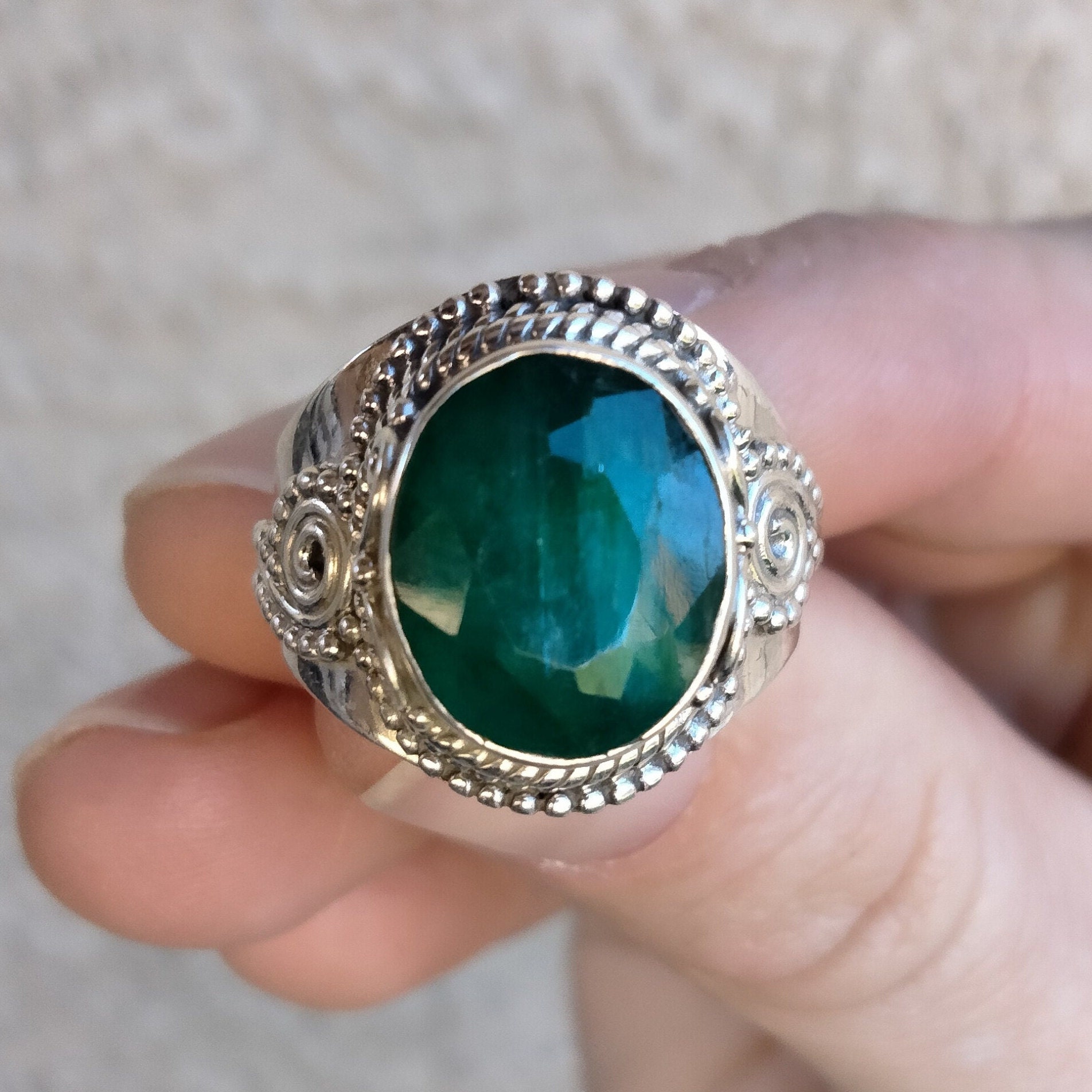 Natural Emerald Stone Rings