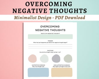 Overcome Negative Thoughts CBT Worksheet Mental Health - Etsy