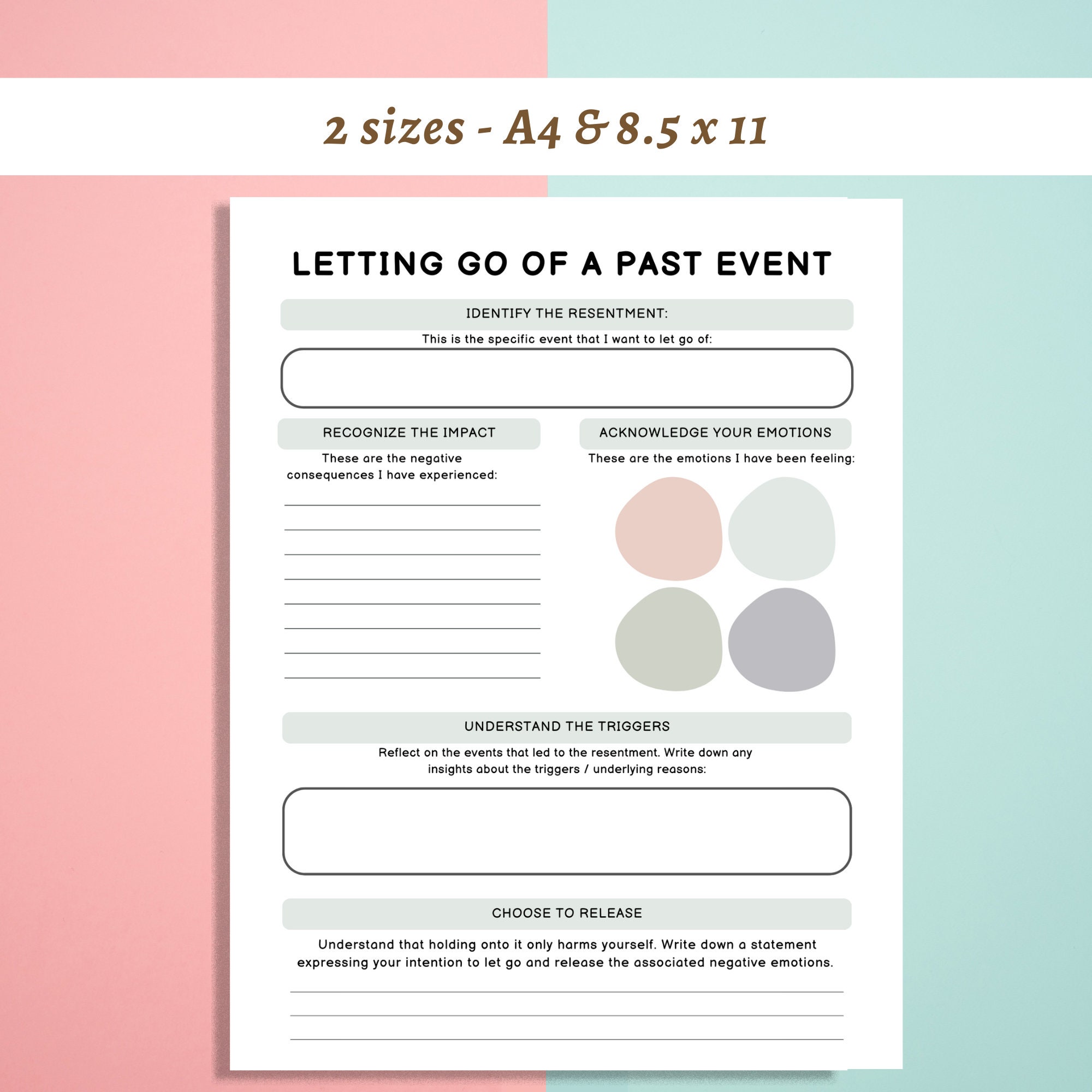 Letting Go of the Past or a Resentment | CBT Worksheet | Mental Health ...