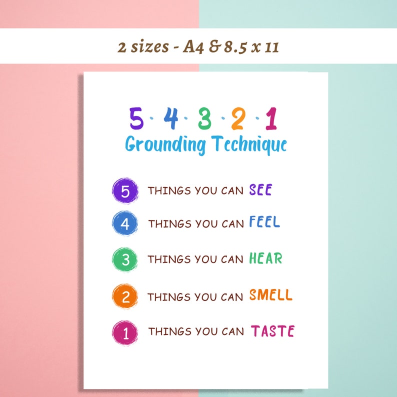 Grounding Technique Grounding Worksheet Kids Calm Down Corner Coping ...