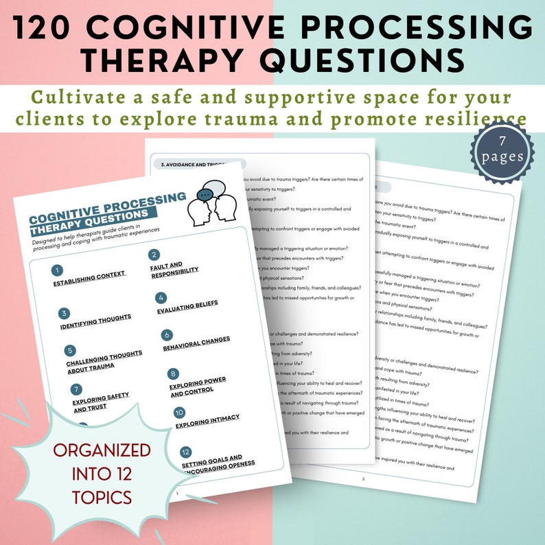 CPT Cognitive Processing Therapy Questions | Counseling Session Tools ...
