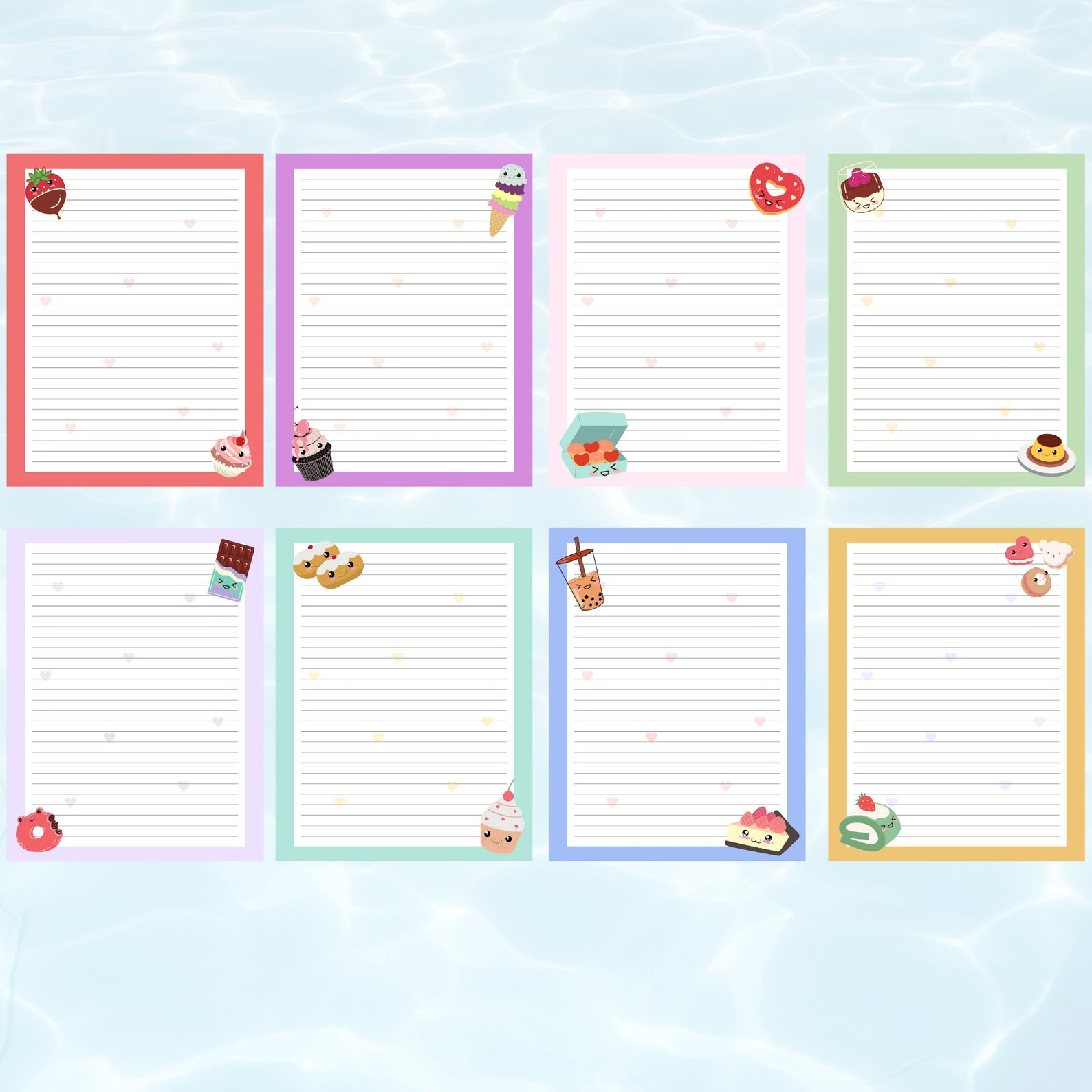 Kawaii Notebook Paper Cute Printable Lined Journal Diary | Etsy