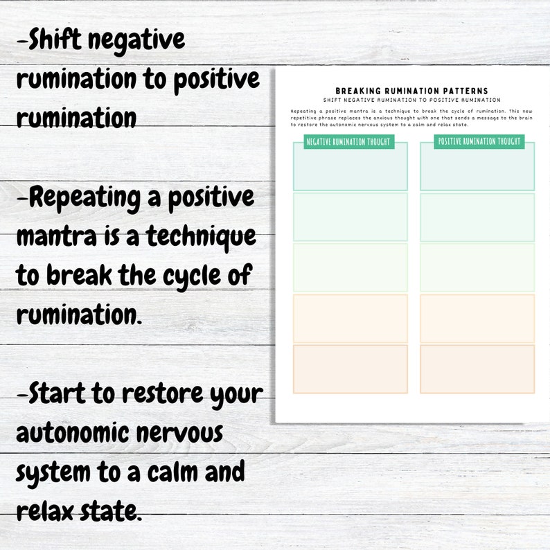 Rumination Journal Printable | Negative Thoughts | Depression Worksheet ...