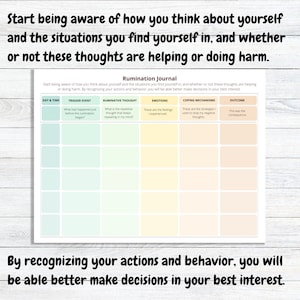 Rumination Journal Printable | Negative Thoughts | Depression Worksheet ...