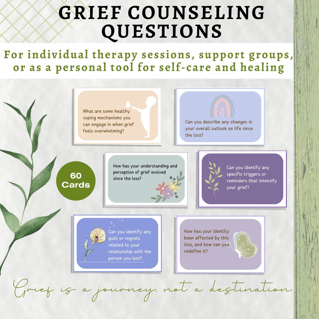 Grief Conversation Counseling Questions Cards | Therapist Counselor Tools Printables Worksheet ...