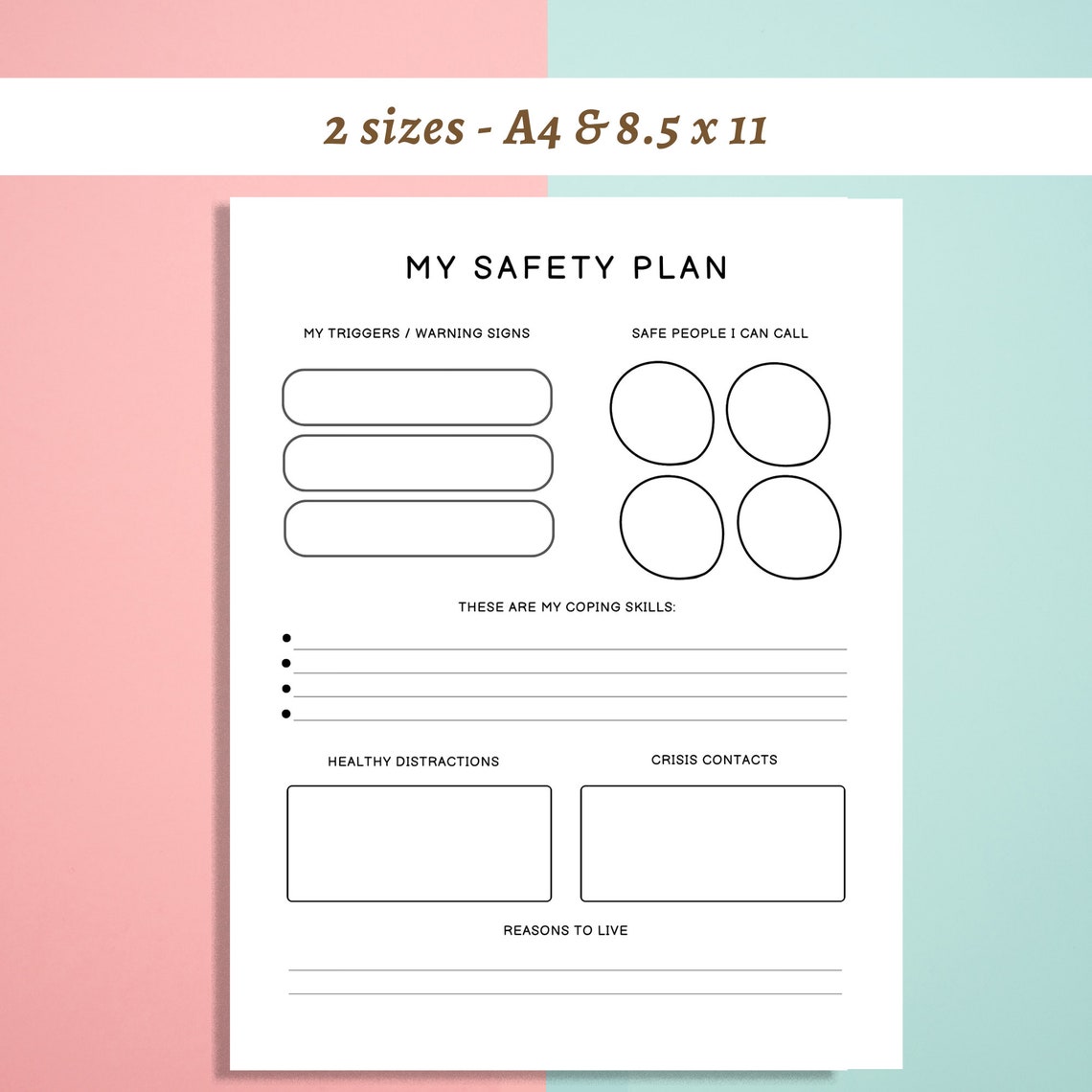 Crisis Safety Plan Worksheet | Mental Health Healing | Counseling ...