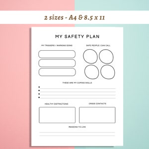 Crisis Safety Plan Worksheet | Mental Health Healing | Counseling ...