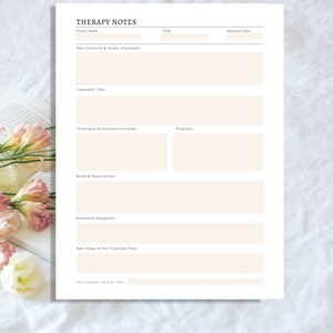 Therapy Session Progress Notes for Therapists | Counseling Session ...