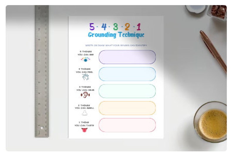 Grounding Technique Grounding Worksheet Kids Calm Down Corner Coping ...
