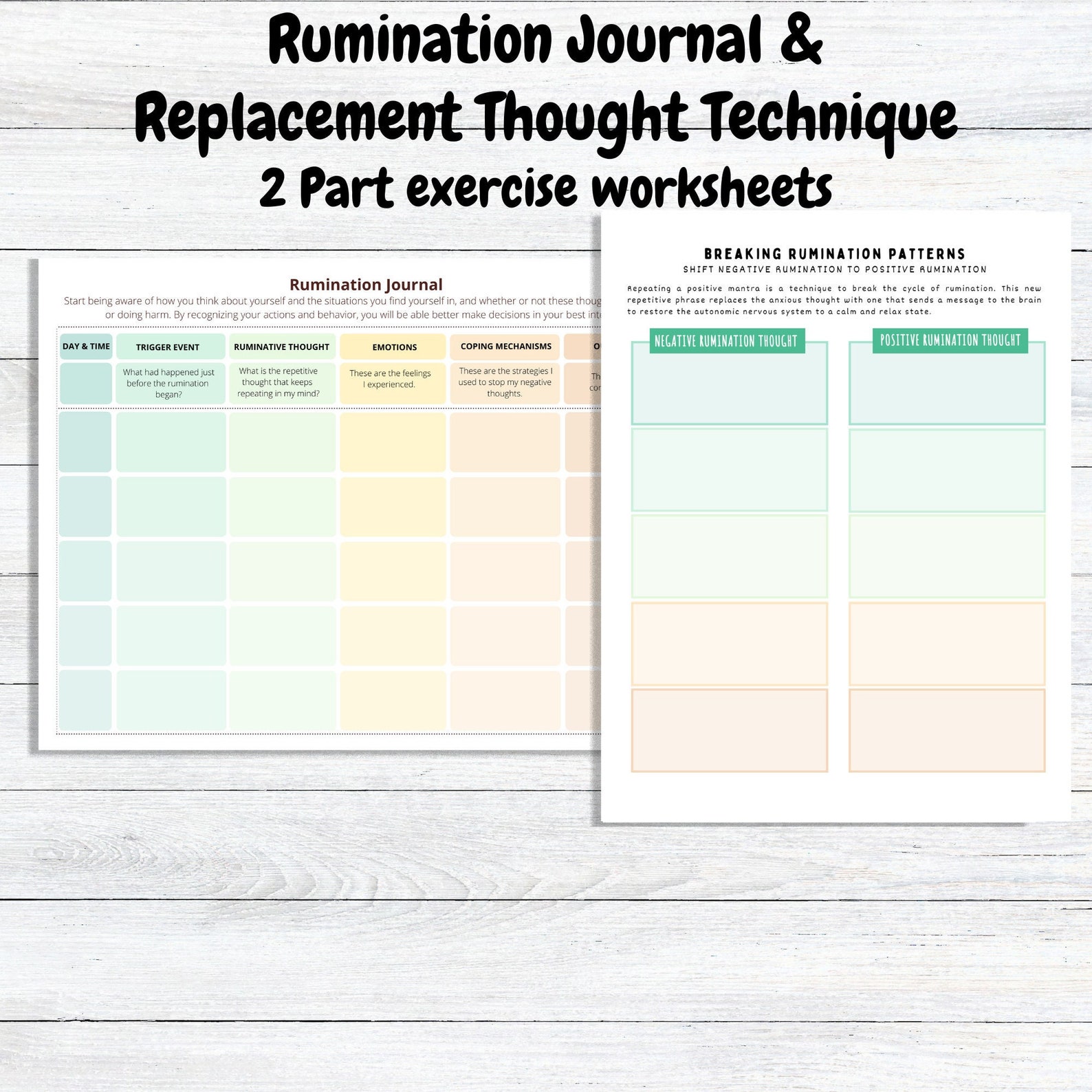 Rumination Journal Printable | Negative Thoughts | Depression Worksheet ...
