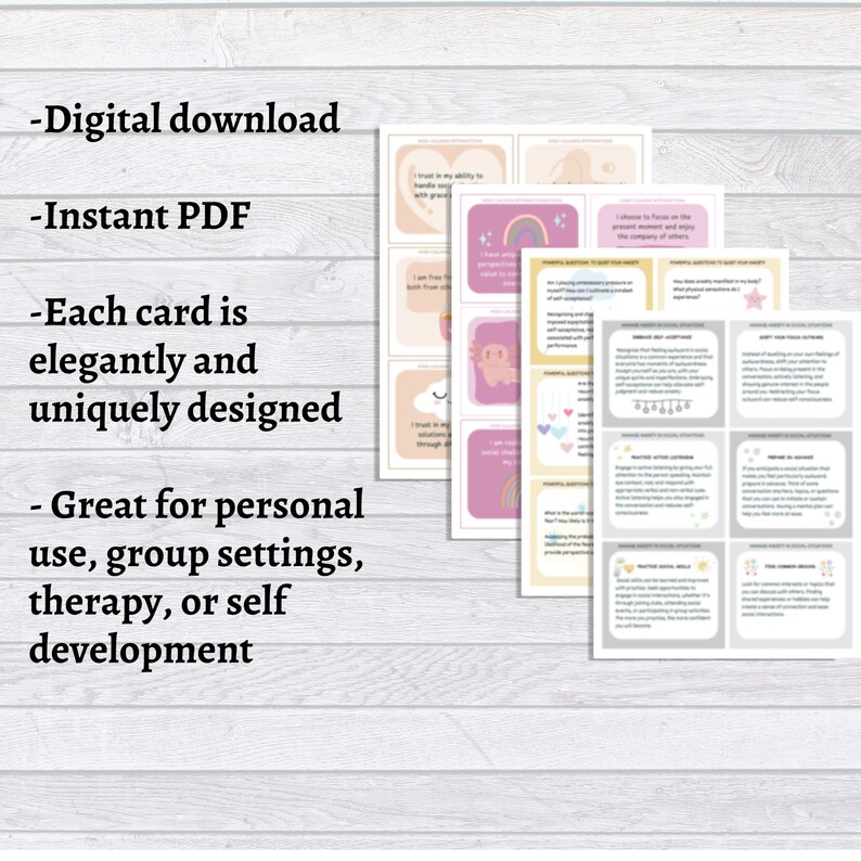 Anxiety Management Coping Skills Cards | Social Anxiety Relief ...