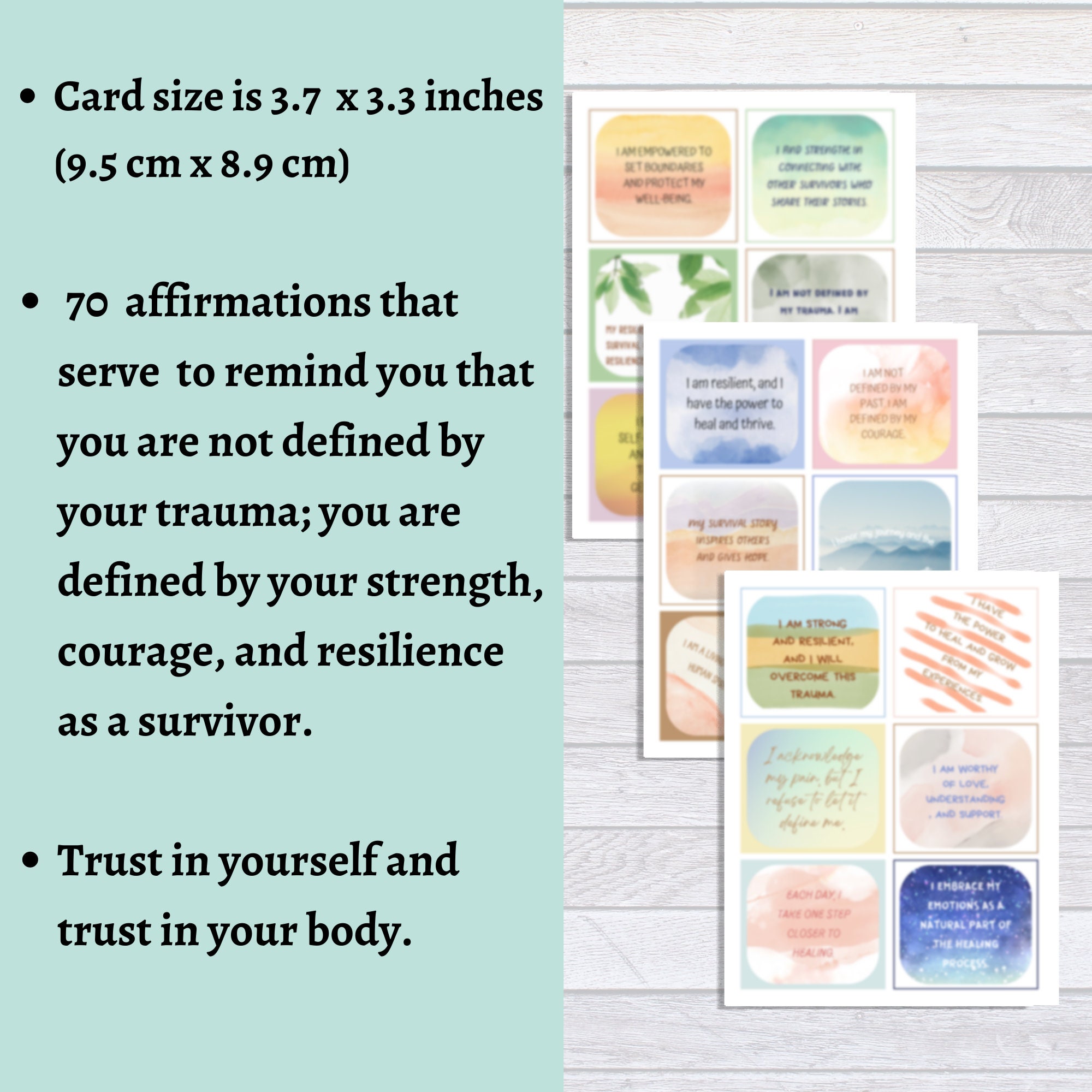 Trauma Survivor Affirmation Coping Statement Cards | Healing Cards ...