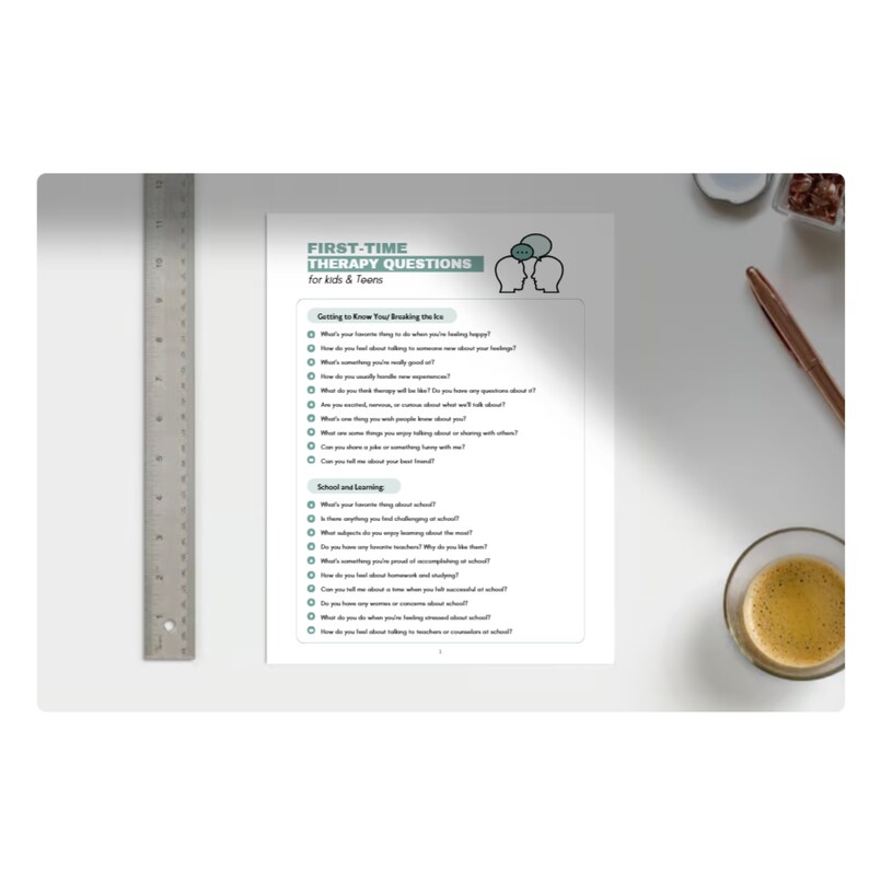 140 First Session Therapy Questions for Kids and Teens Therapists PDF ...