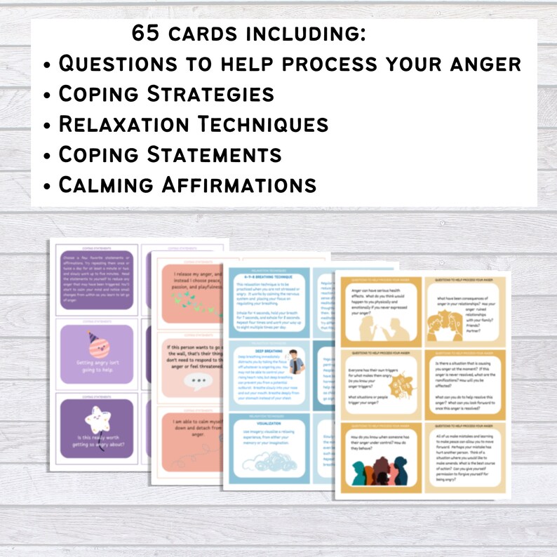 Anger Management Self Therapy Coping Cards | Managing Anger Issues ...
