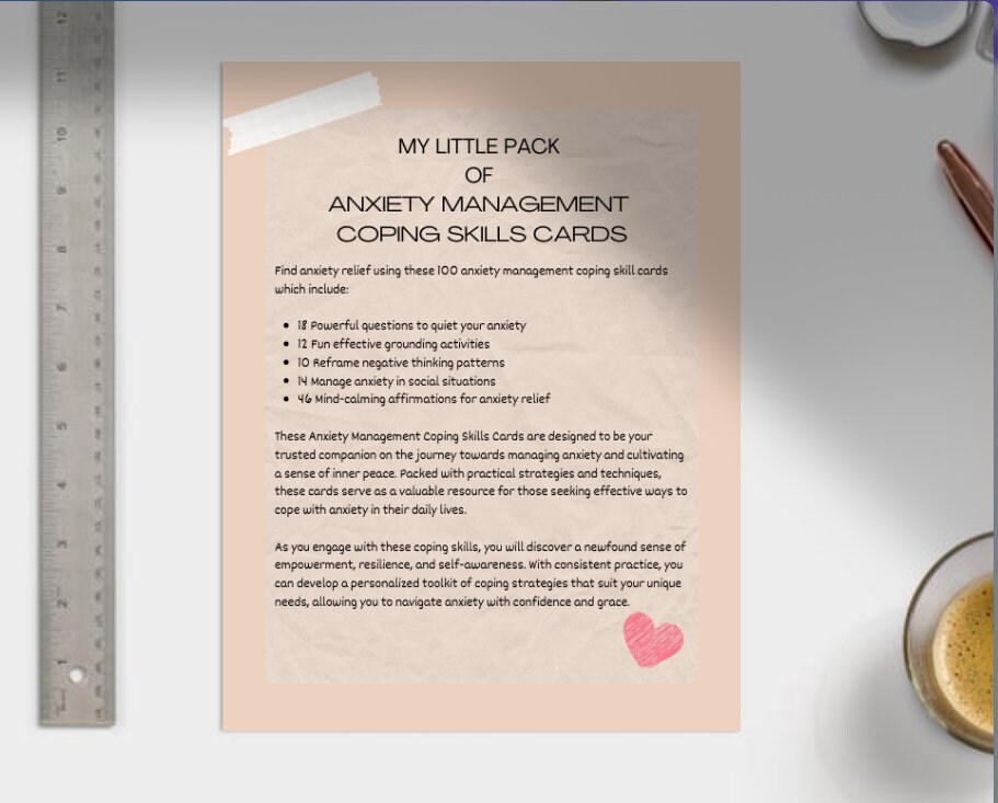 Anxiety Management Coping Skills Cards | Social Anxiety Relief ...