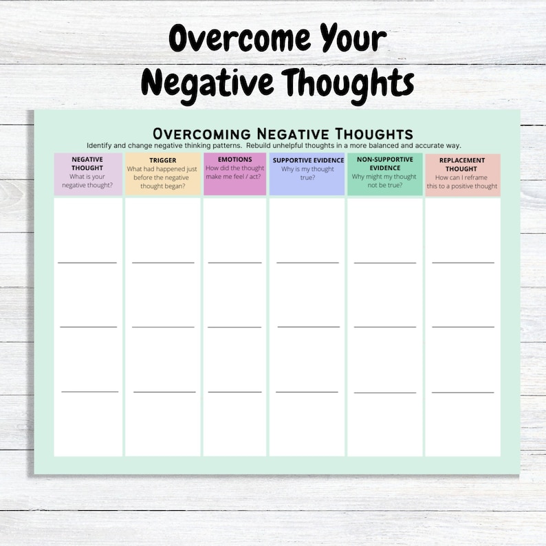 Dbt Negative Thoughts Worksheet