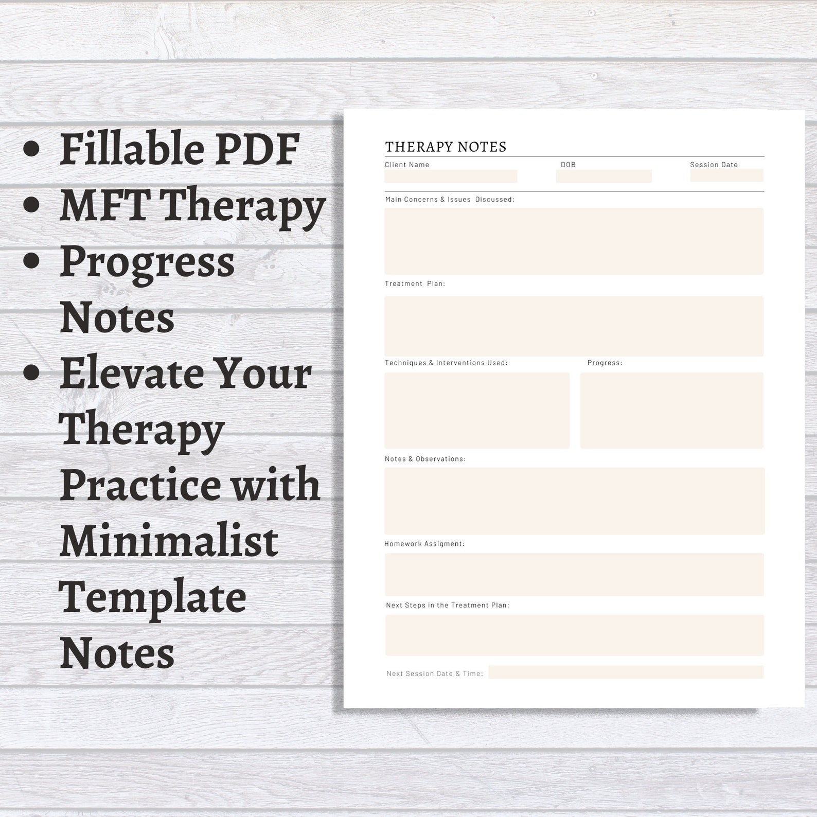 Therapy Session Progress Notes for Therapists | Counseling Session ...