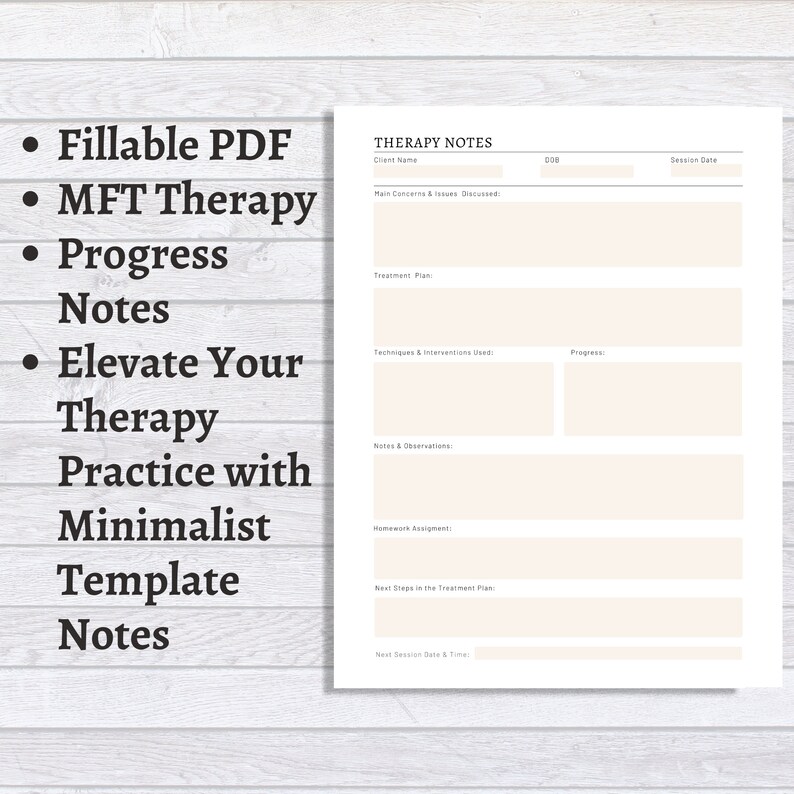 Therapy Session Progress Notes for Therapists | Counseling Session ...