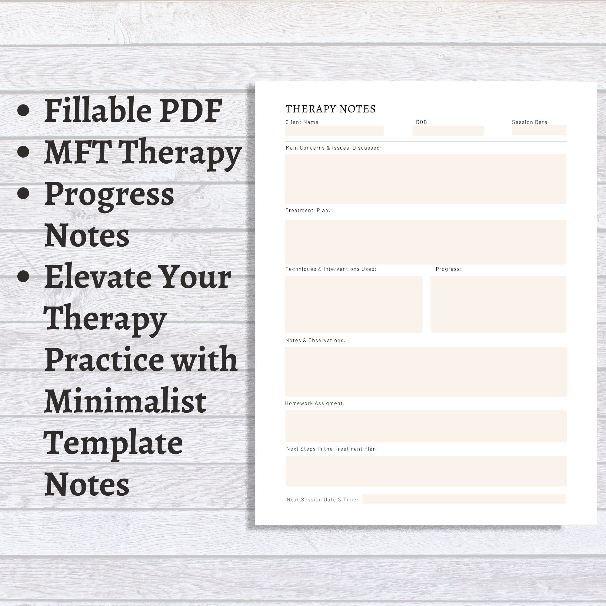 Therapy Session Progress Notes for Therapists | Counseling Session ...