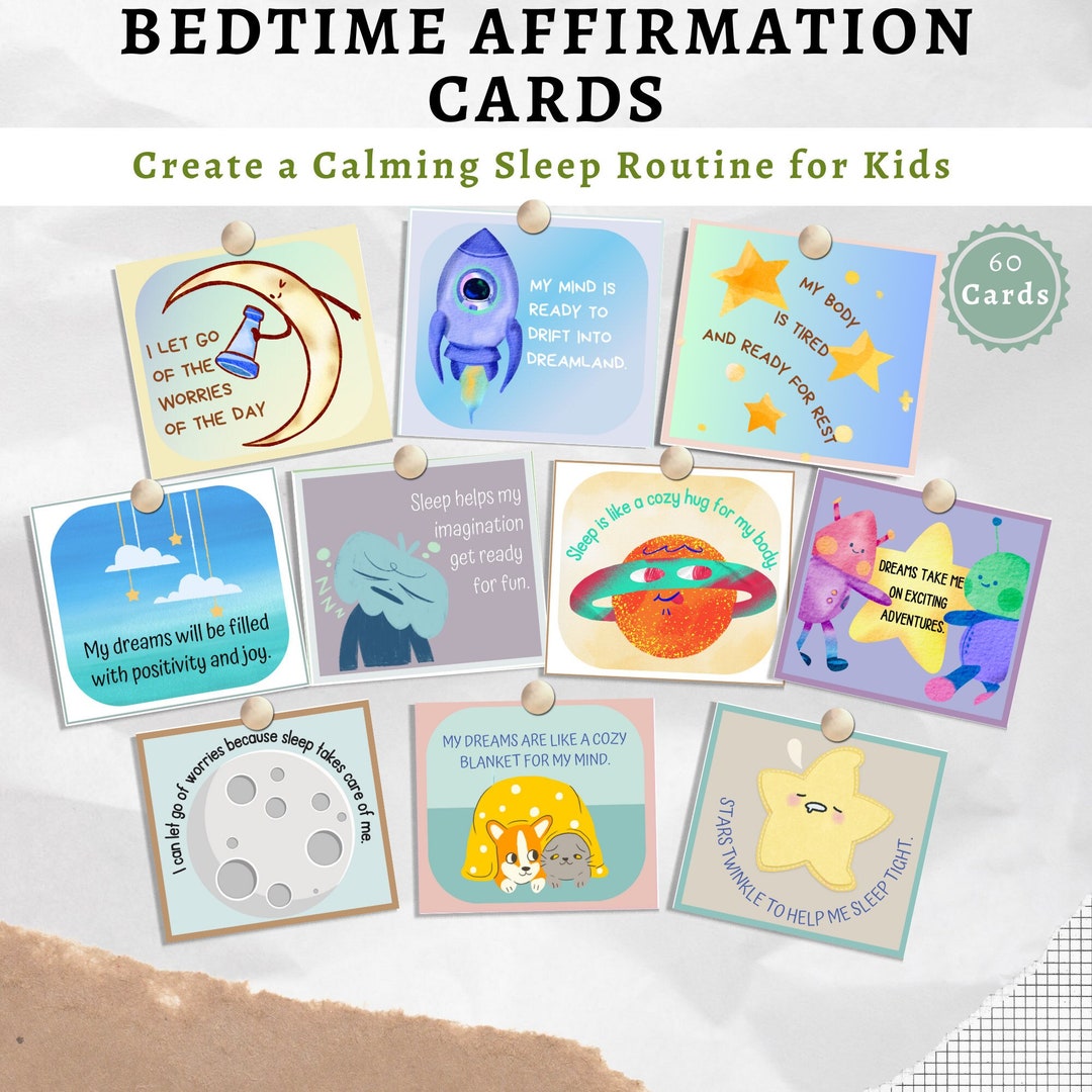 Kids Bedtime Affirmation Cards Relaxation Routine Kids Calm Down Corner ...