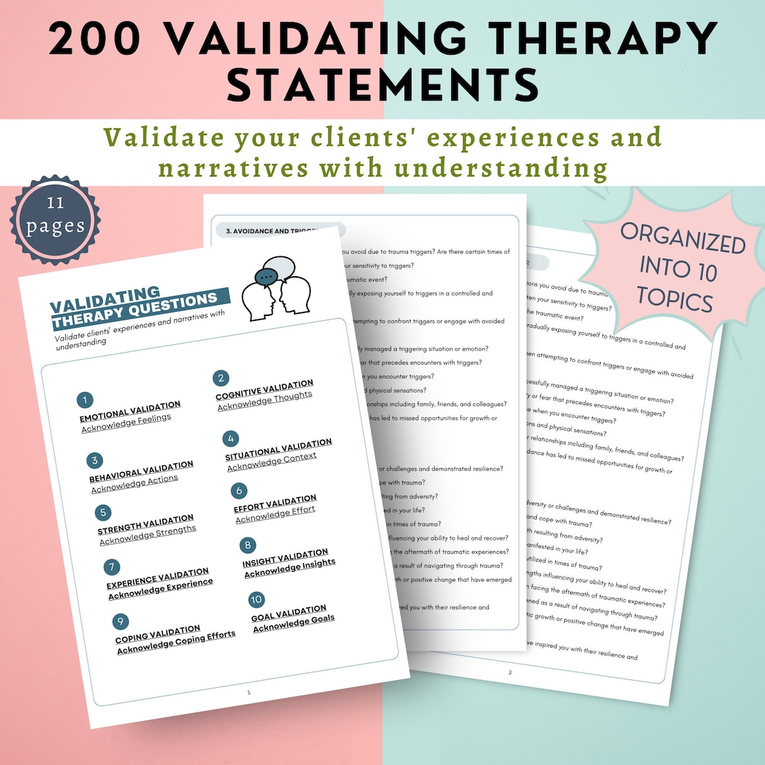 200 Validating Statements for Session Therapy PDF | Counseling Session ...