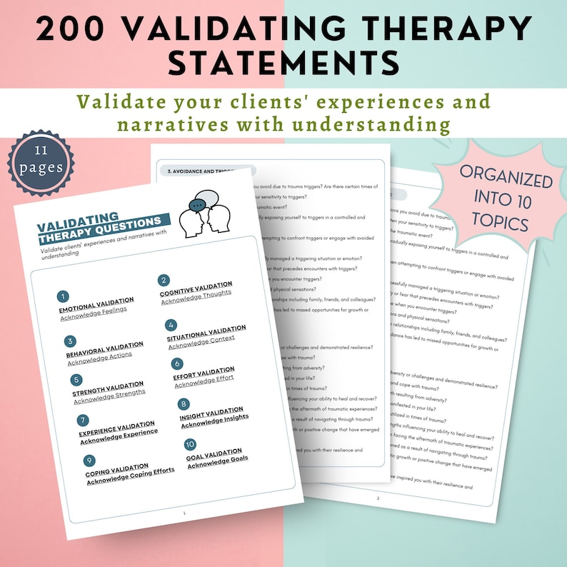 200 Validating Statements for Session Therapy PDF | Counseling Session ...