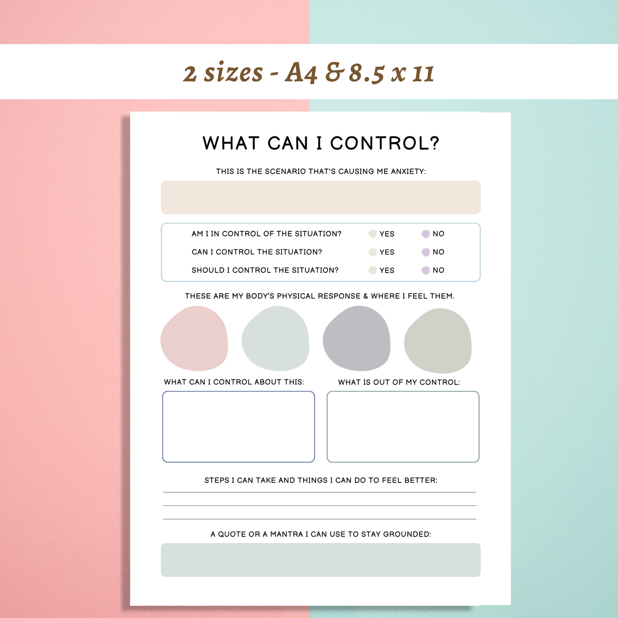 Control Worksheet | Circle of Control | Mental Health | Anxiety Relief ...