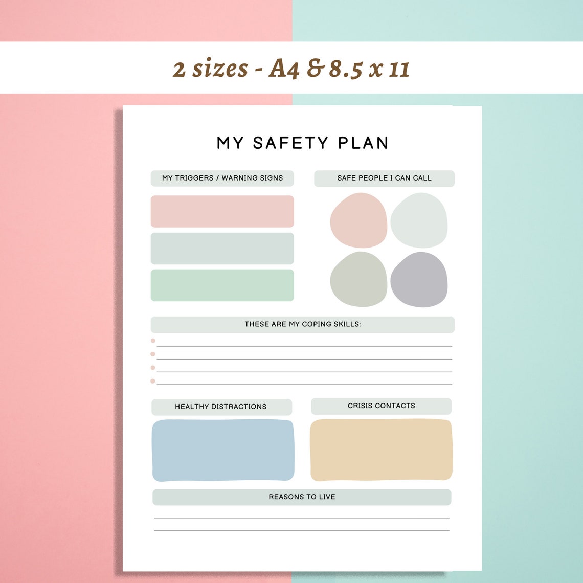 Crisis Safety Plan Worksheet | Mental Health Healing | Counseling ...