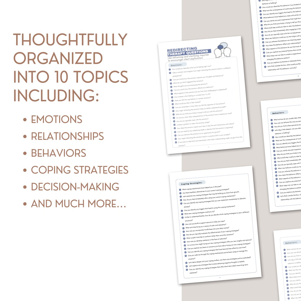 210 Redirecting Therapy Questions PDF | Counseling Session Tools ...