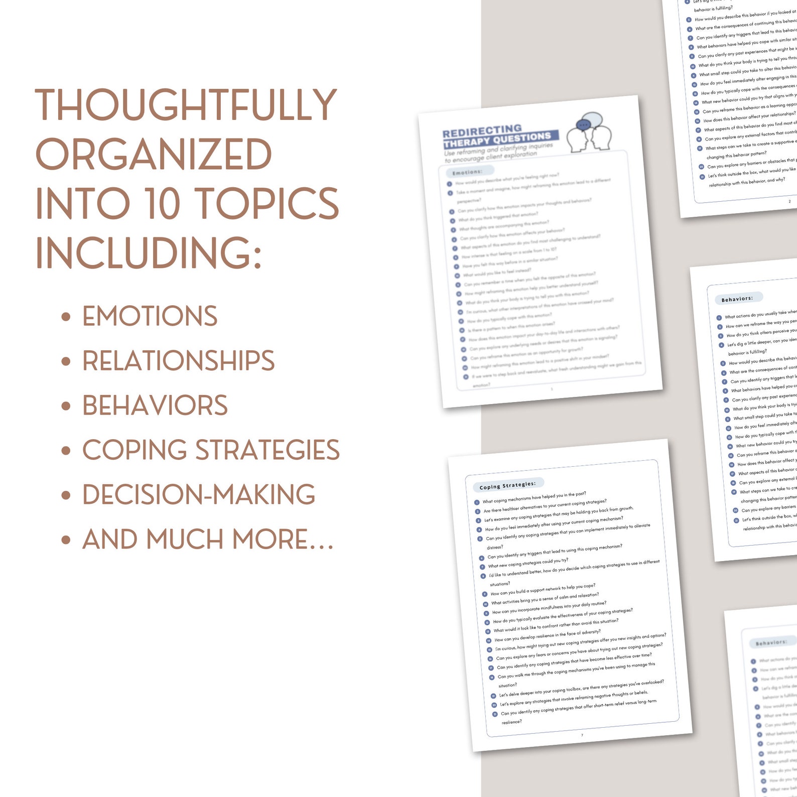 210 Redirecting Therapy Questions PDF | Counseling Session Tools ...