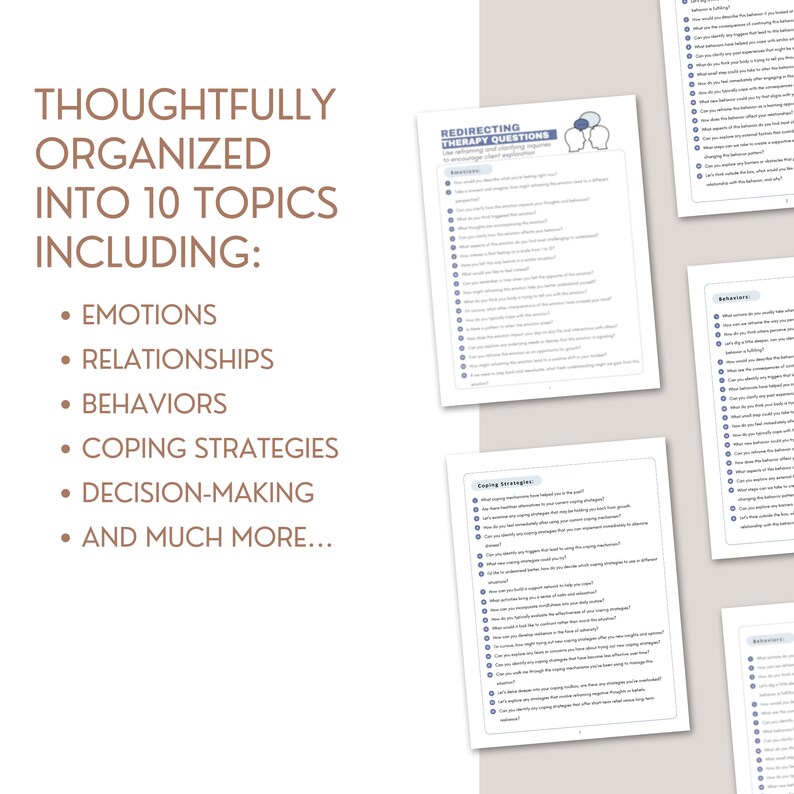 210 Redirecting Therapy Questions PDF | Counseling Session Tools ...