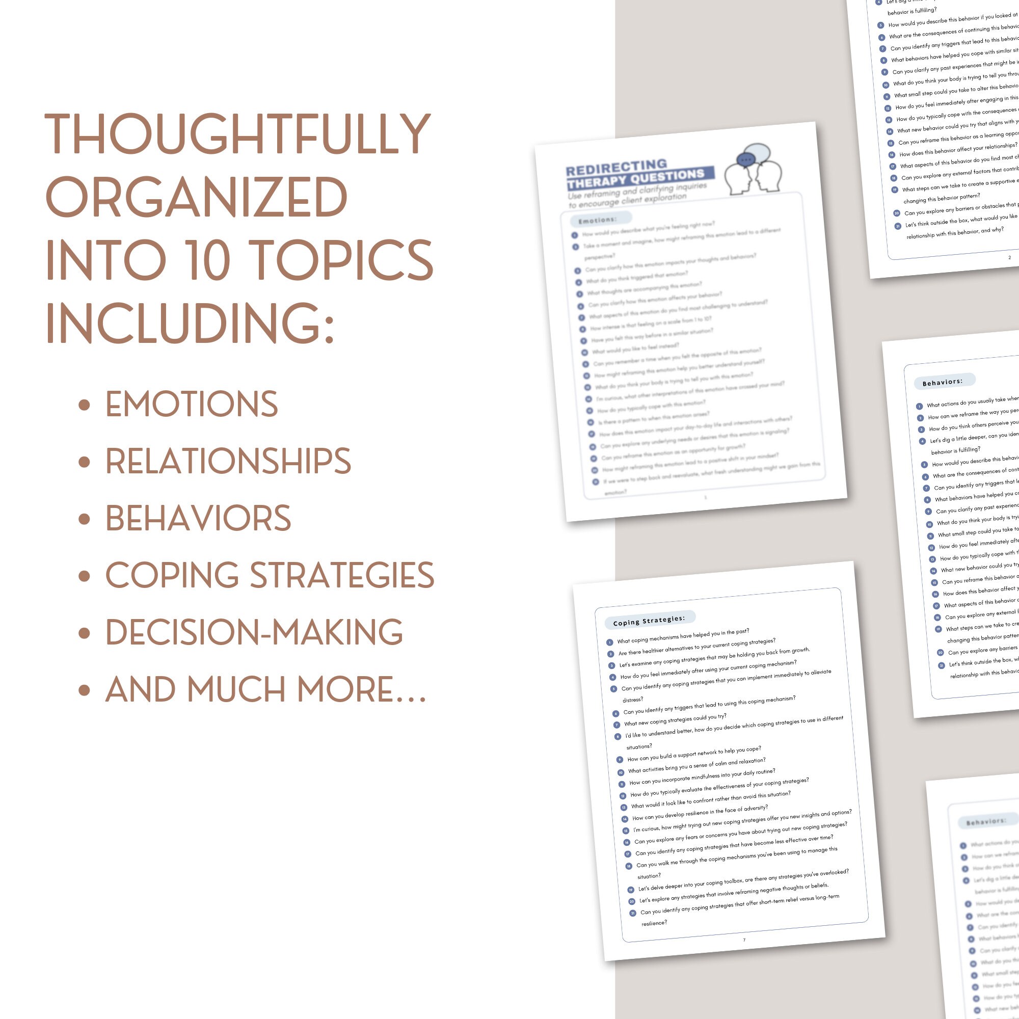 210 Redirecting Therapy Questions PDF | Counseling Session Tools ...