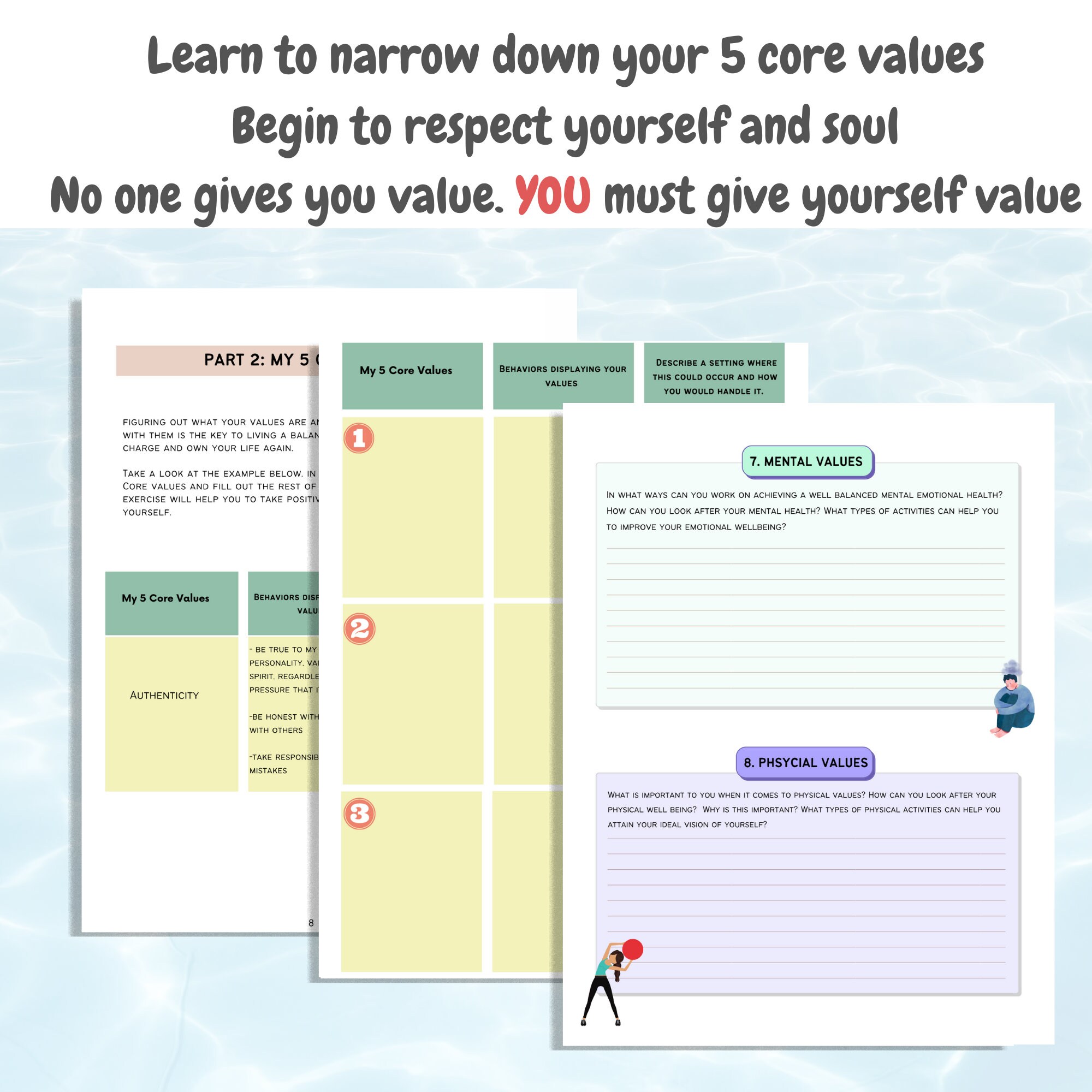Core Values Workbook Journal | Self Esteem Worth Self Love Empowerment ...