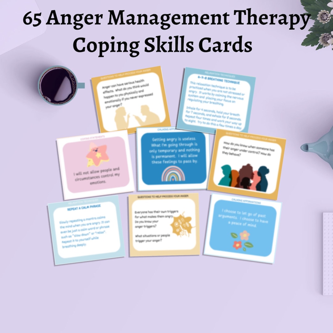 Anger Management Self Therapy Coping Cards | Managing Anger Issues ...