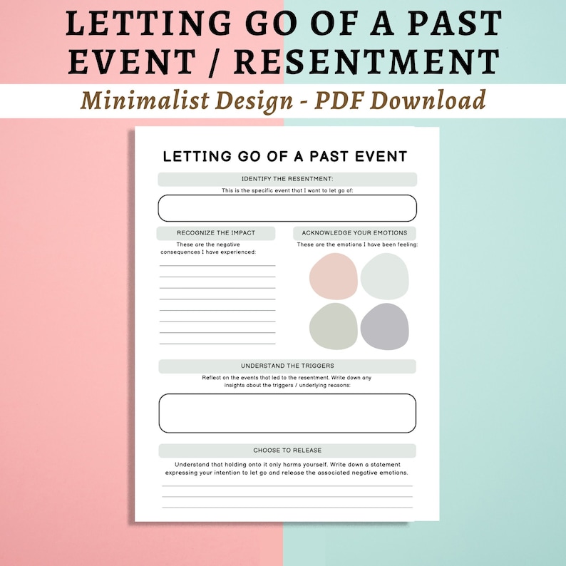 Letting Go of the Past or a Resentment | CBT Worksheet | Mental Health ...