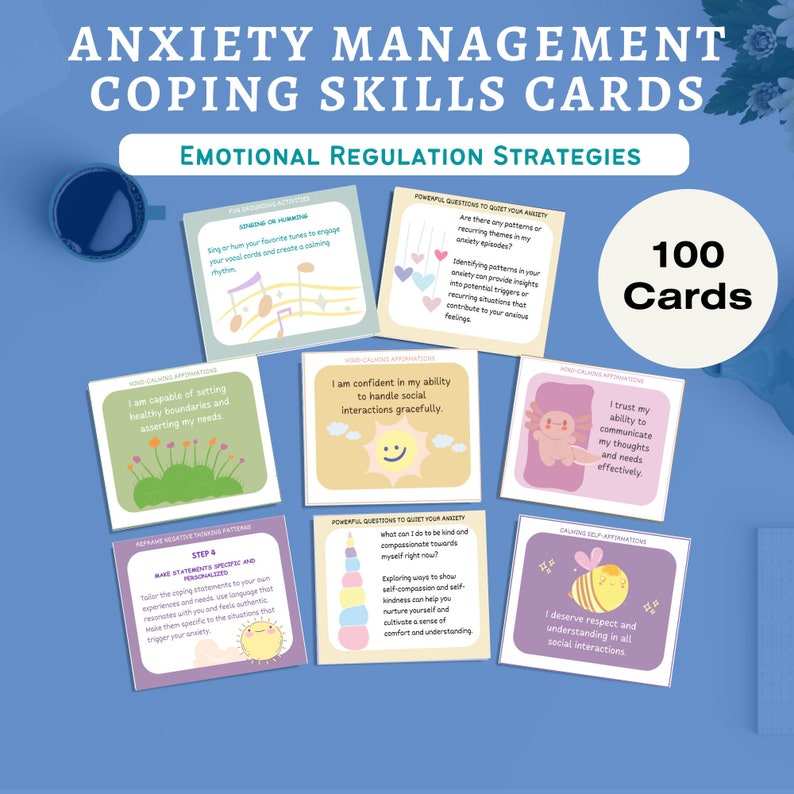 Anxiety Management Coping Skills Cards | Social Anxiety Relief ...