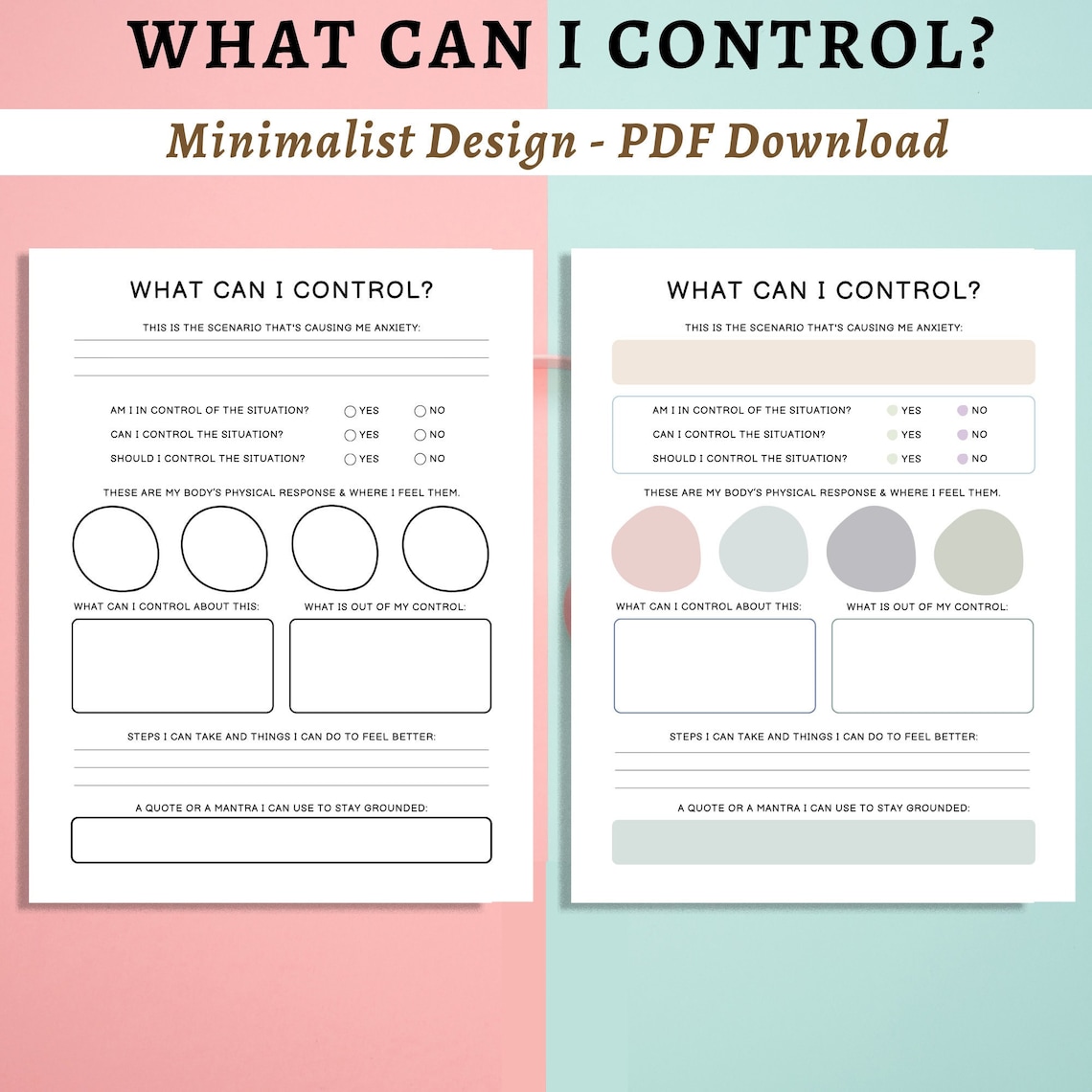 Control Worksheet | Circle of Control | Mental Health | Anxiety Relief ...