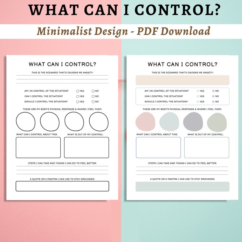 Control Worksheet | Circle of Control | Mental Health | Anxiety Relief ...