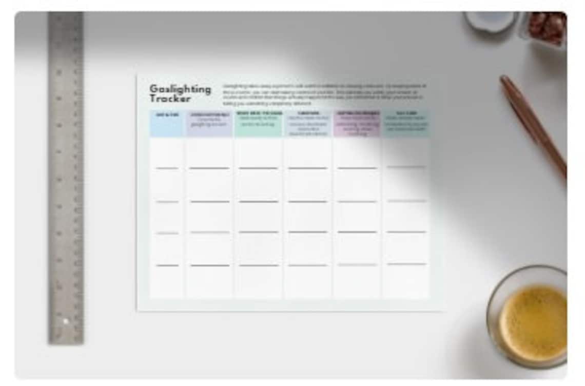 Gaslighting Tracker Diary Journal Printable| Gaslight Abuse Worksheet ...