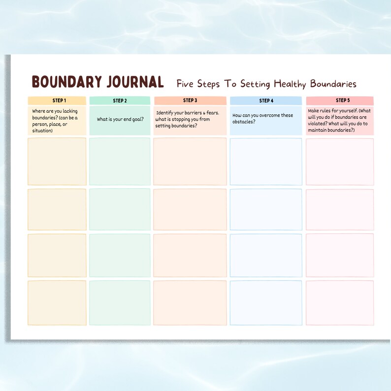 Personal Boundaries Journal Worksheet Print | Workbook Journal ...