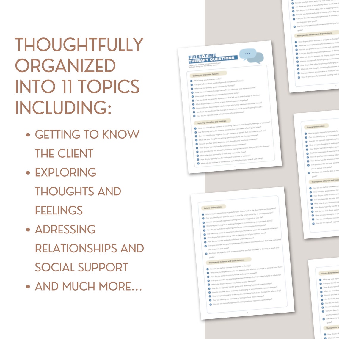 110 First Session Therapy Questions PDF | Counseling Session Tools ...