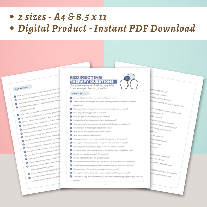 210 Redirecting Therapy Questions PDF Counseling Session Tools Therapist Conversation Starter ...