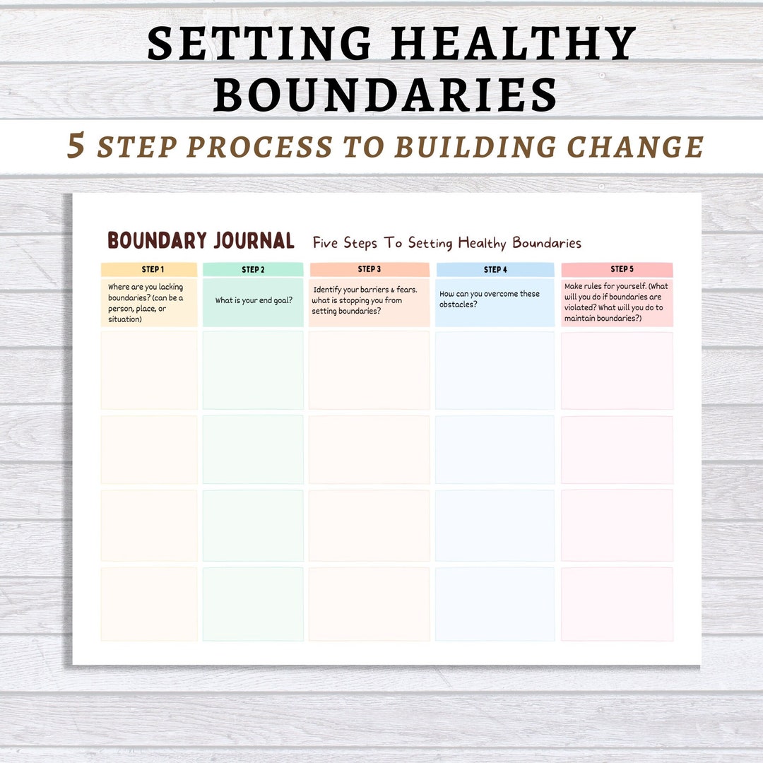 Personal Boundaries Journal Worksheet Print | Workbook Journal ...