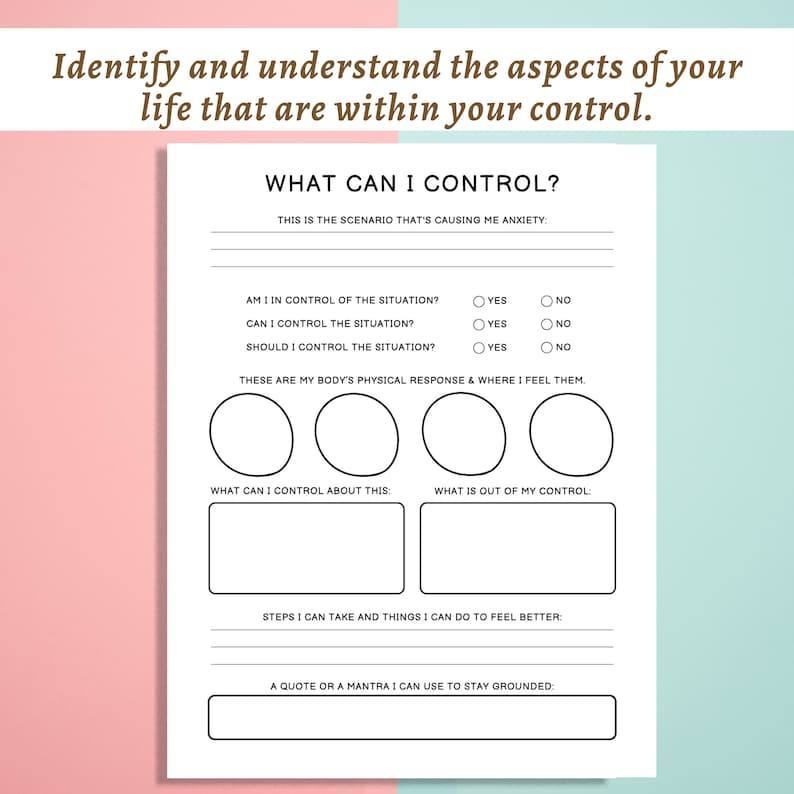 Control Worksheet | Circle of Control | Mental Health | Anxiety Relief ...