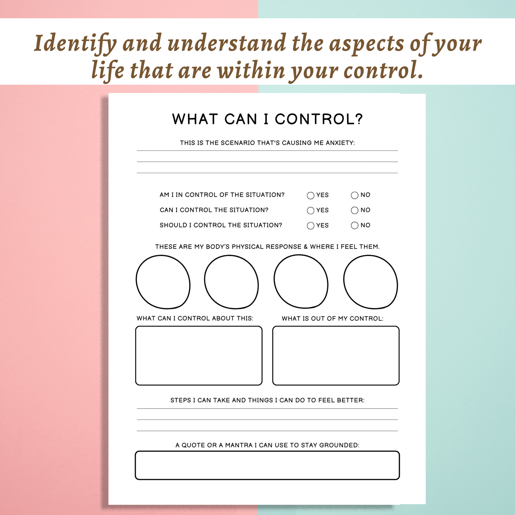 Control Worksheet | Circle of Control | Mental Health | Anxiety Relief ...