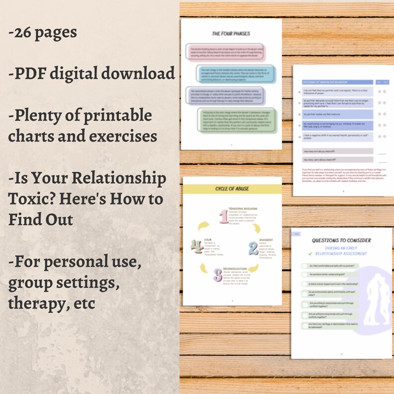 Avoiding and Recognizing Toxic Relationships Workbook Journal | Abuse ...