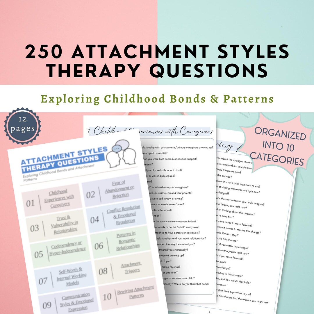 250 Attachment Styles Therapy Questions PDF | Attachment Theory ...