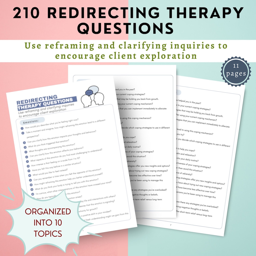 210 Redirecting Therapy Questions PDF | Counseling Session Tools ...