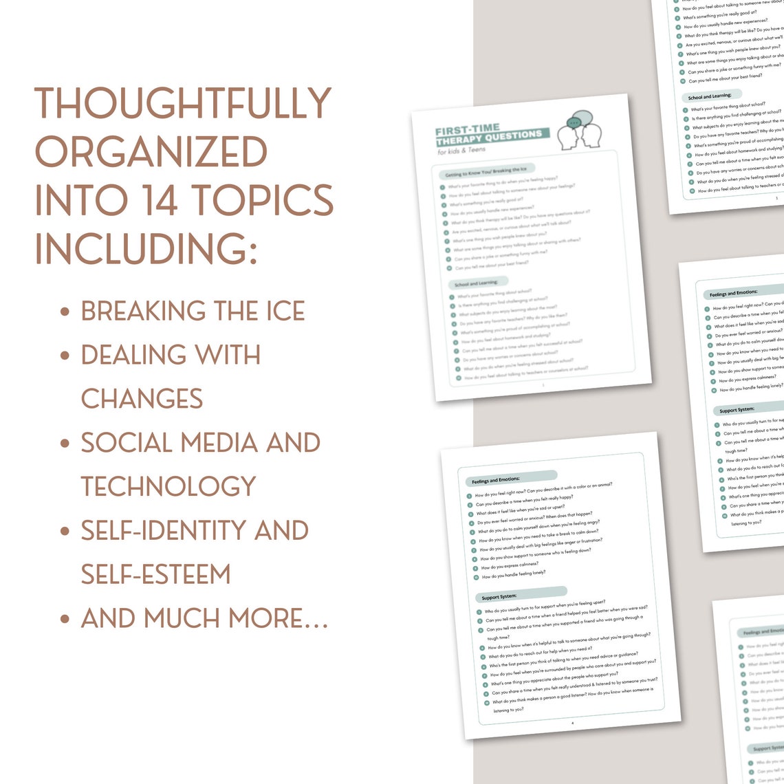 140 First Session Therapy Questions for Kids and Teens Therapists PDF ...